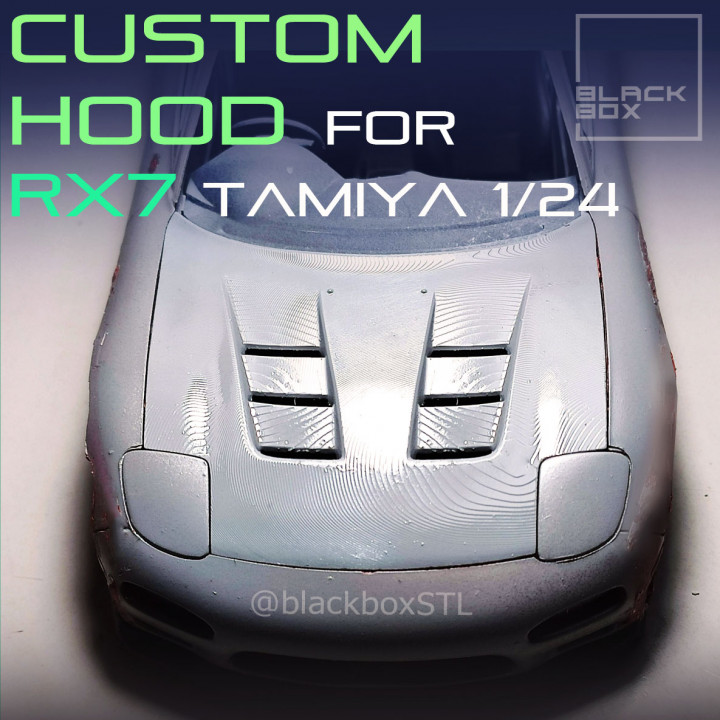3D Printable CUSTOM HOOD FOR RX7 TAMIYA 1-24 MODELKIT by black-box ...