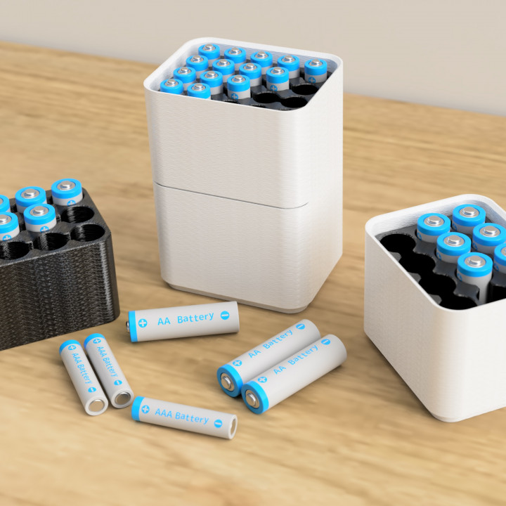 3D Printable Simple Stacking Battery Holder AA/AAA by and CRAFT 3D