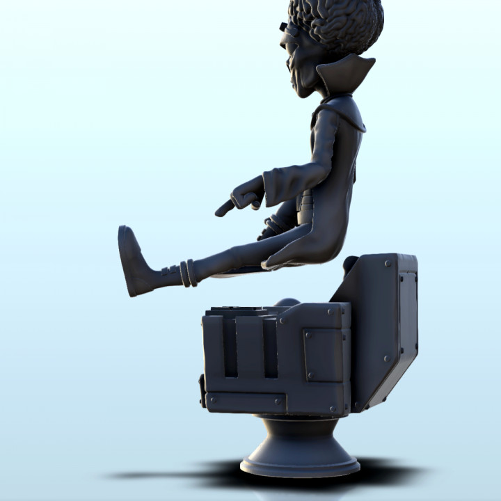 3D Printable Alien scientist with cranial antennas and high-tech chair ...