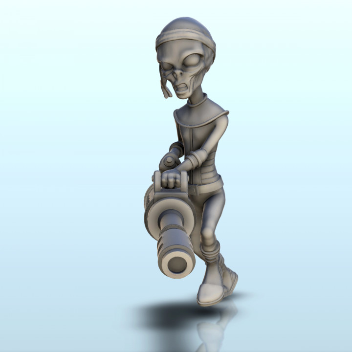 3D Printable Alien running with machine-gun (6) (+ pre-supported ...