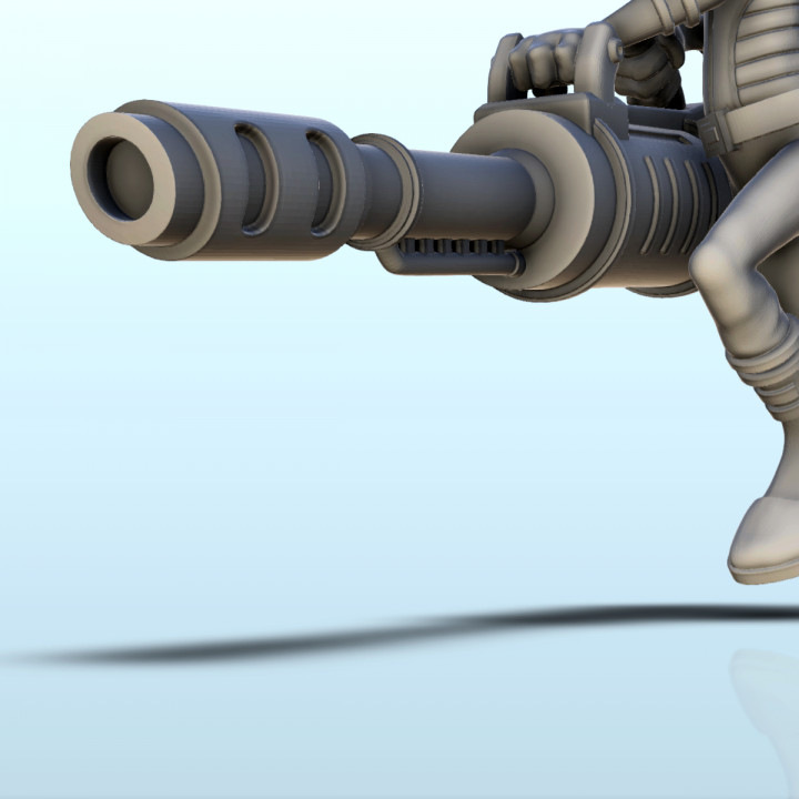 3D Printable Alien running with machine-gun (6) (+ pre-supported ...