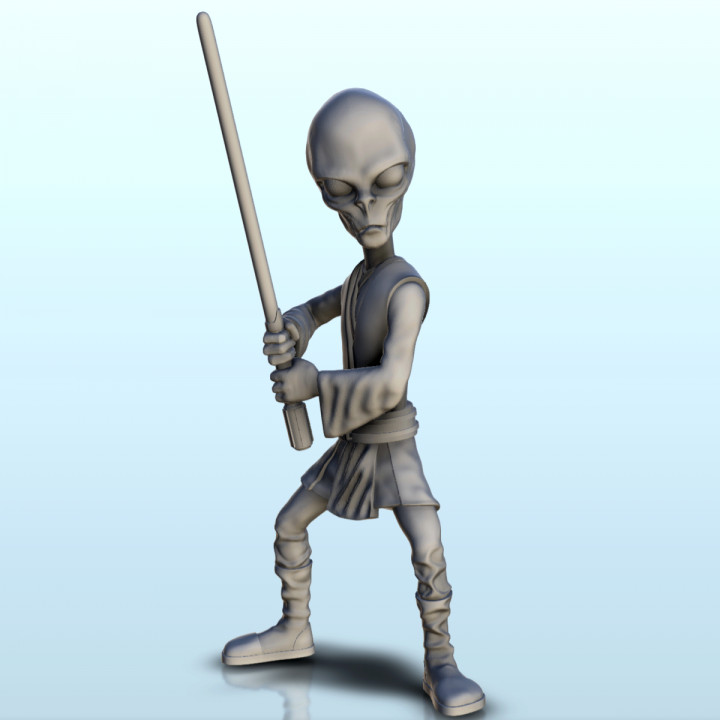 3D Printable Alien master in position with sword (7) (+ pre-supported version & rounded base ...