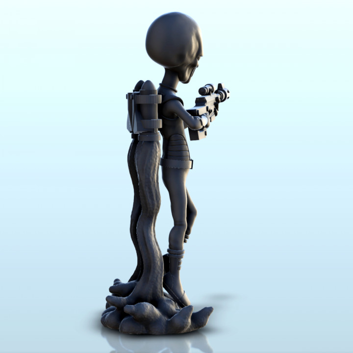 3D Printable Alien soldier with assault rifle and jet-pack (13) (+ pre ...