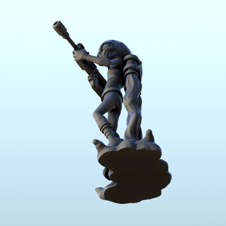3D Printable Alien soldier with assault rifle and jet-pack (13) (+ pre ...
