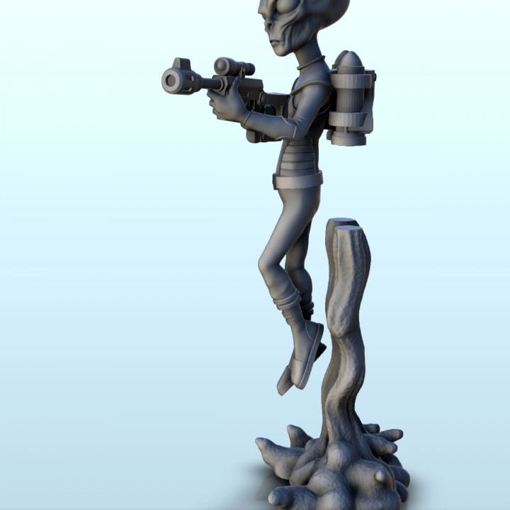 3D Printable Alien soldier with assault rifle and jet-pack (13) (+ pre ...