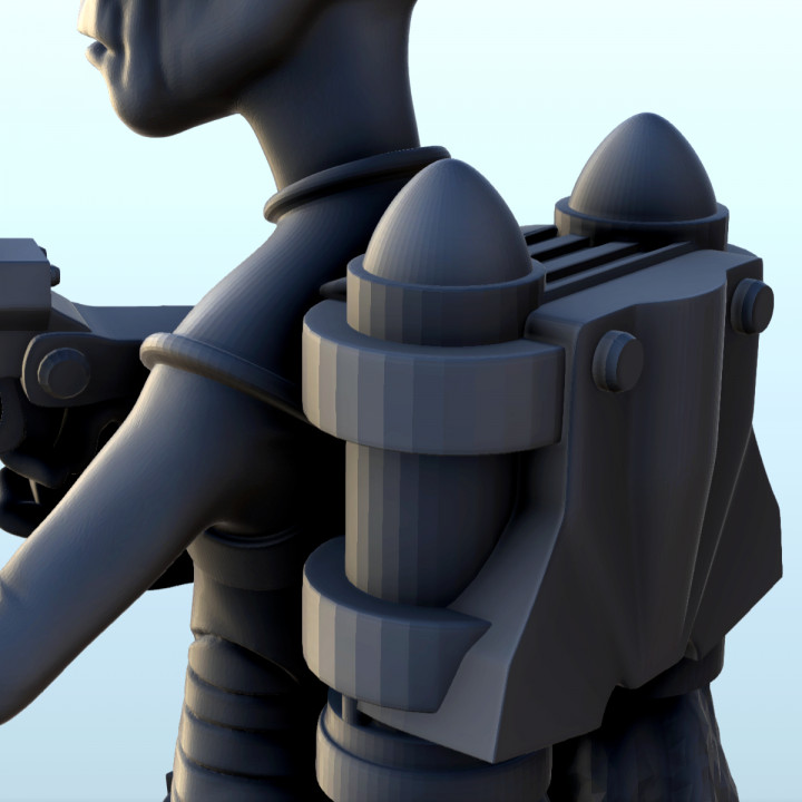 3D Printable Alien soldier with assault rifle and jet-pack (13) (+ pre ...