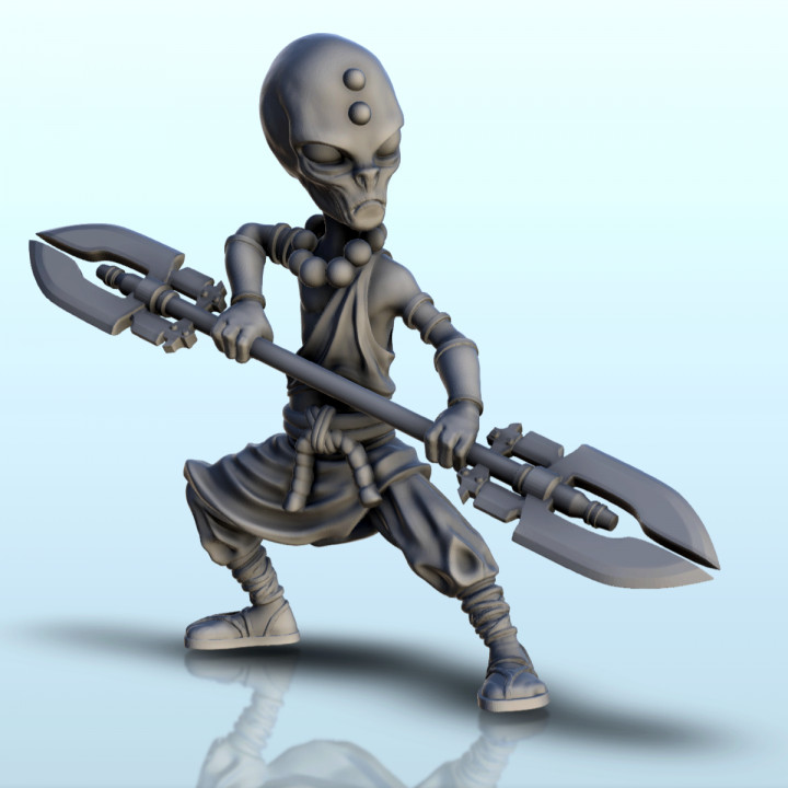 3D Printable Alien master with double sword and face badges (14) (+ pre-supported version ...