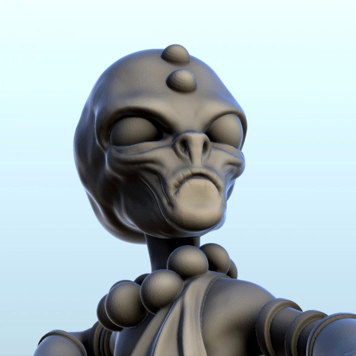 3D Printable Alien master with double sword and face badges (14) (+ pre-supported version ...