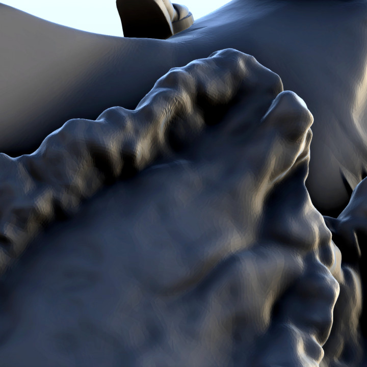 3D Printable Alien with beard and strident on shark (22) (+ pre ...