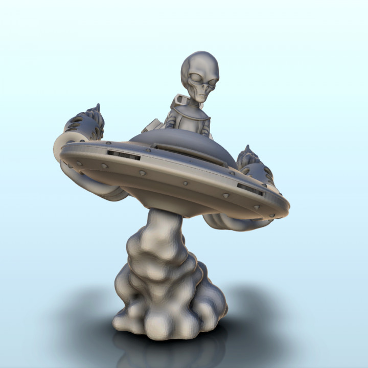 3D Printable Alien shuttle with pilot and double reactor (24) (+ pre ...