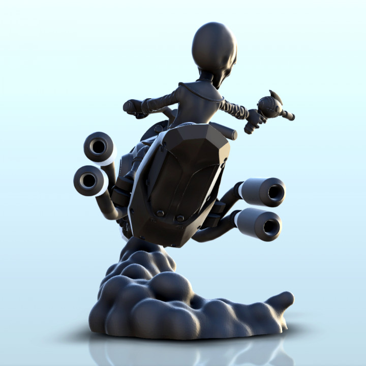 3D Printable Alien on a jet engine vehicle with laser gun (25) (+ pre ...