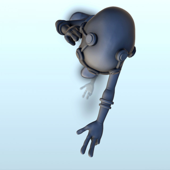 3D Printable Alien telepath with telepathy helmet (29) (+ pre-supported ...