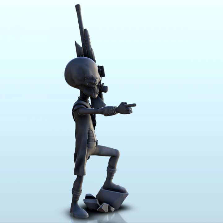 3D Printable Alien sniper with weapon and bionic eye (32) (+ pre ...