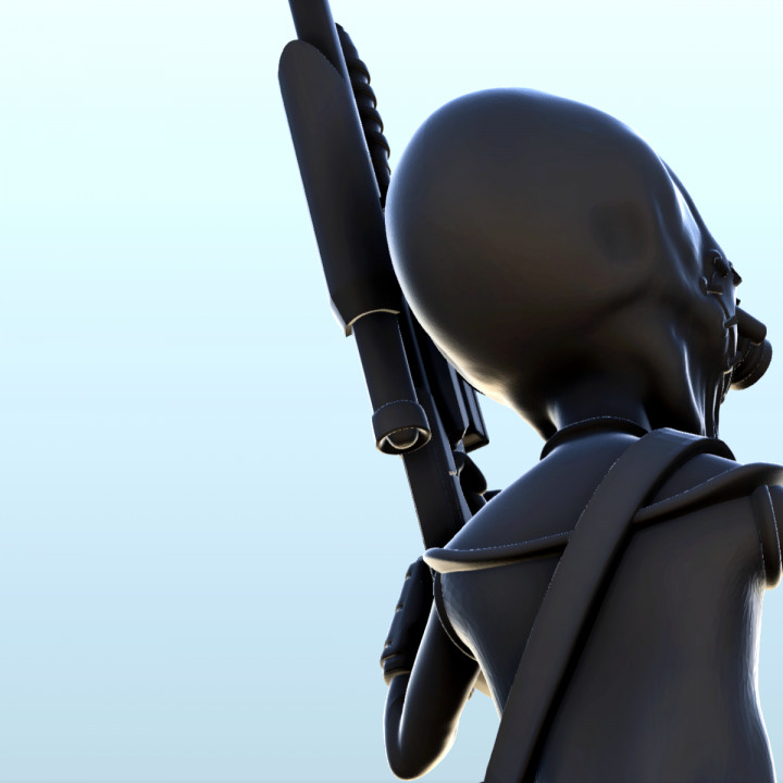 3D Printable Alien sniper with weapon and bionic eye (32) (+ pre ...