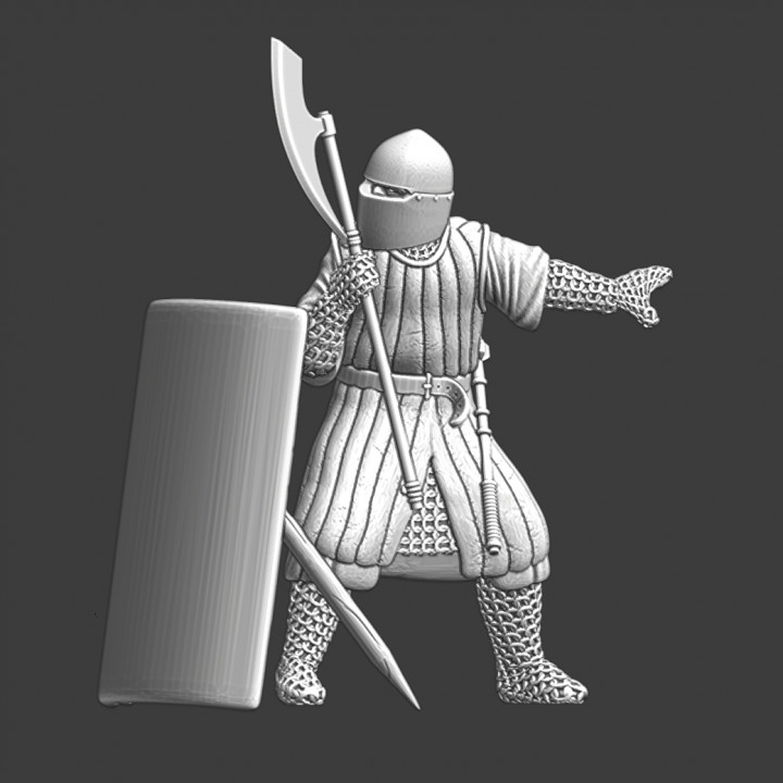 3D Printable Medieval Crusader knight behind shield by Northern ...