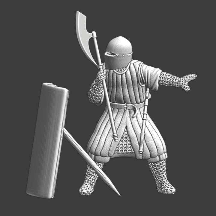 3D Printable Medieval Crusader knight behind shield by Northern ...