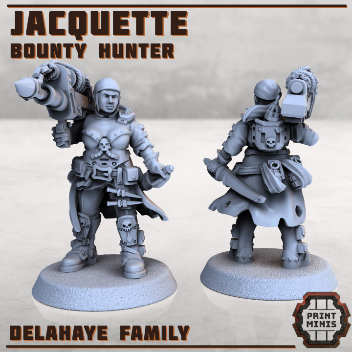 3D Printable Jacquette - Bounty Hunter by Print Minis