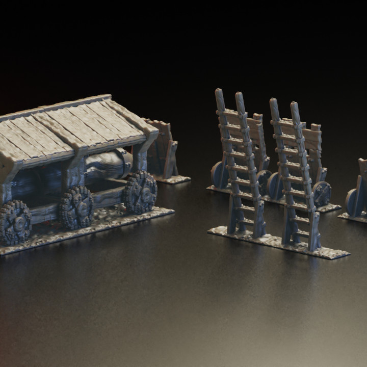 3D Printable Warmaster Siege Equipment (10mm Warmaster) by Wakes Emporium