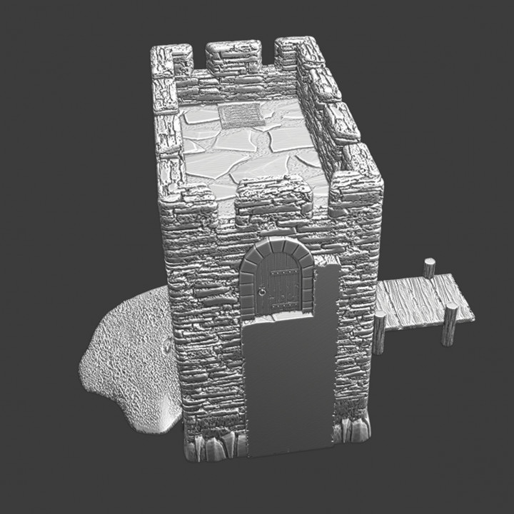 3D Printable Medieval "Back door" gate, with pier to the ships by ...