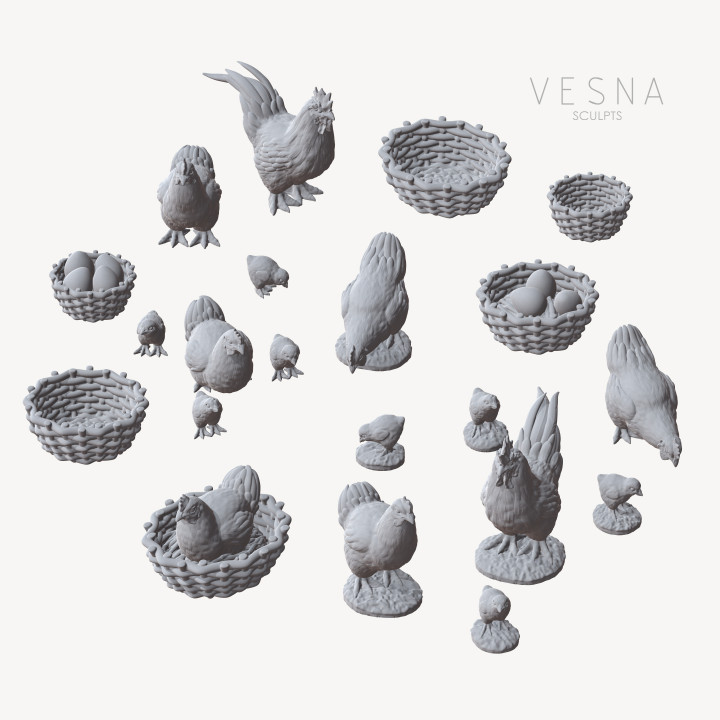 3D Printable CHICKEN PACK by VESNA SCULPTS