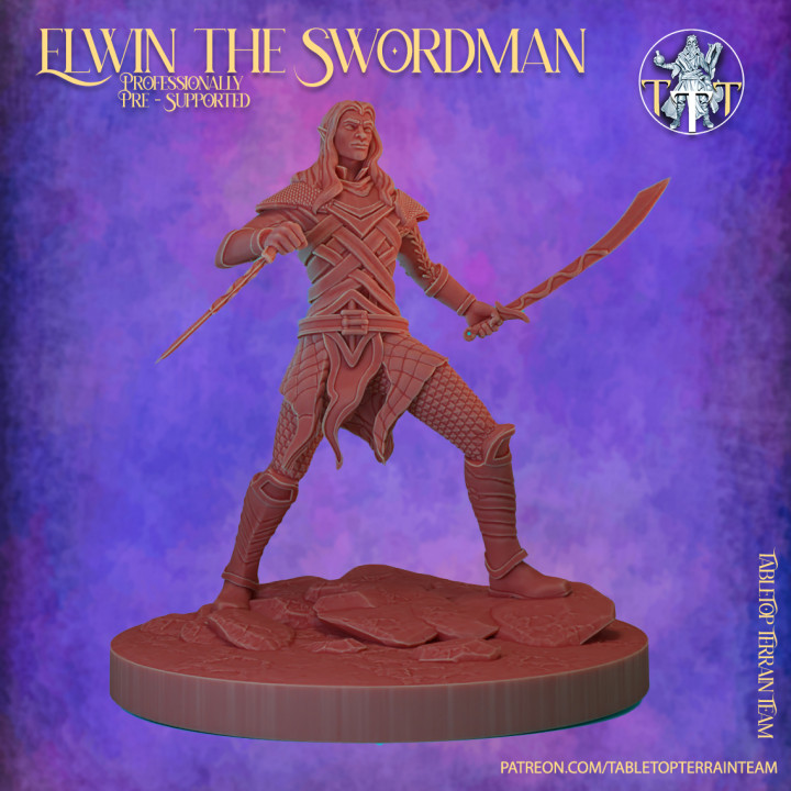 3D Printable Elwin the Swordsman by Tabletop Terrain
