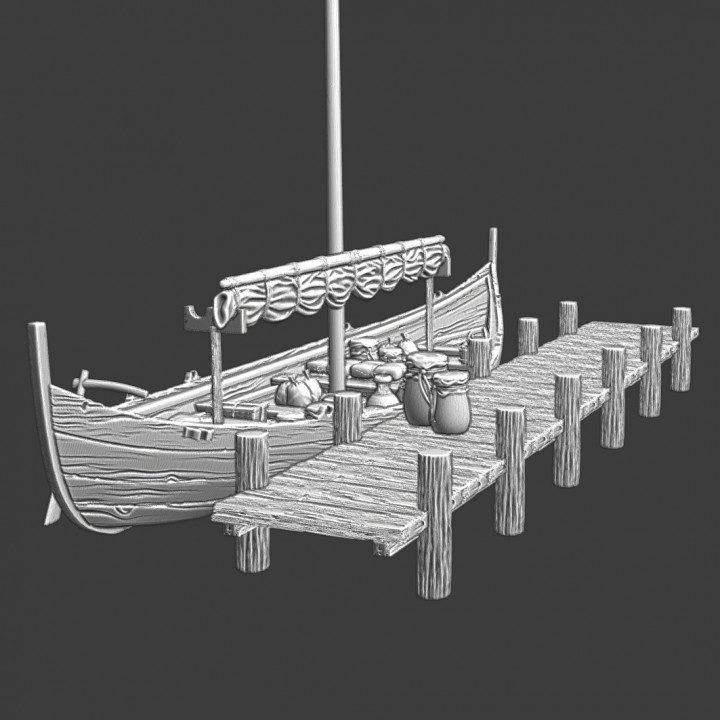 3D Printable Medieval Scandinavian crusader ship - at pier by Northern ...