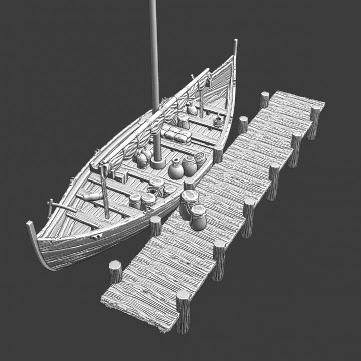 3D Printable Medieval Scandinavian crusader ship - at pier by Northern ...