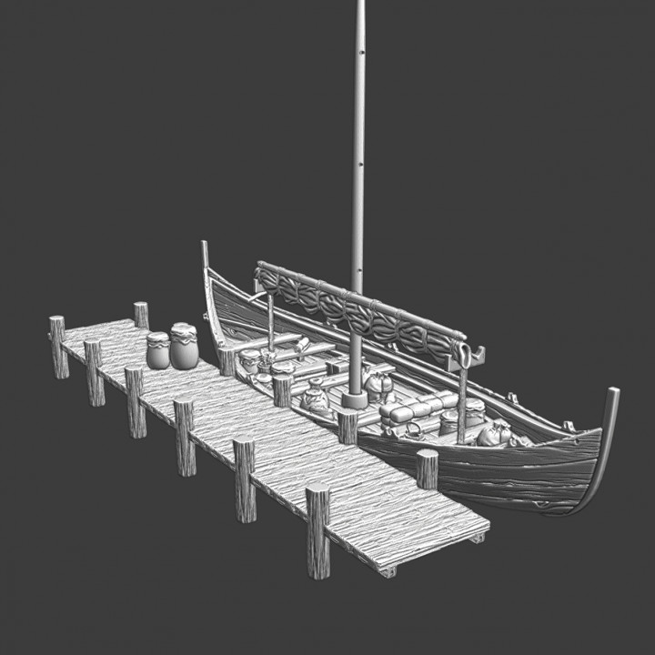 3D Printable Medieval Scandinavian crusader ship - at pier by Northern ...