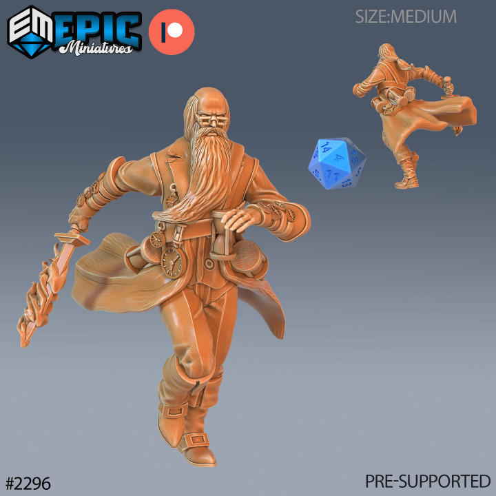 3D Printable Time Wizard Set / Human Sorcerer / Mechanic Magician ...