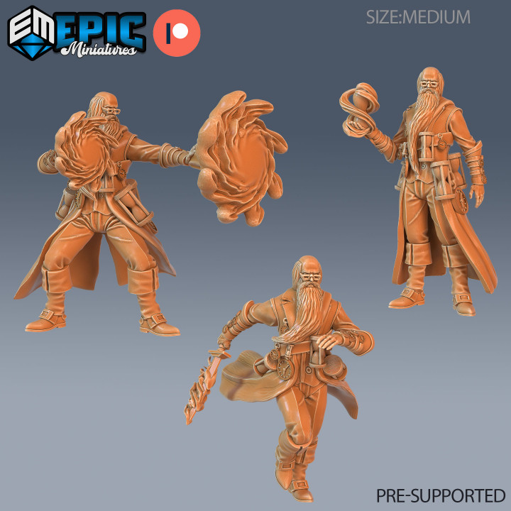 3D Printable Time Wizard Set / Human Sorcerer / Mechanic Magician ...