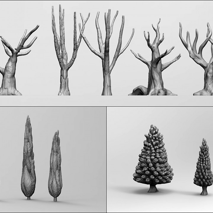 3D Printable Tree Set - Smale Scale Diorama by Oliver Spaeth