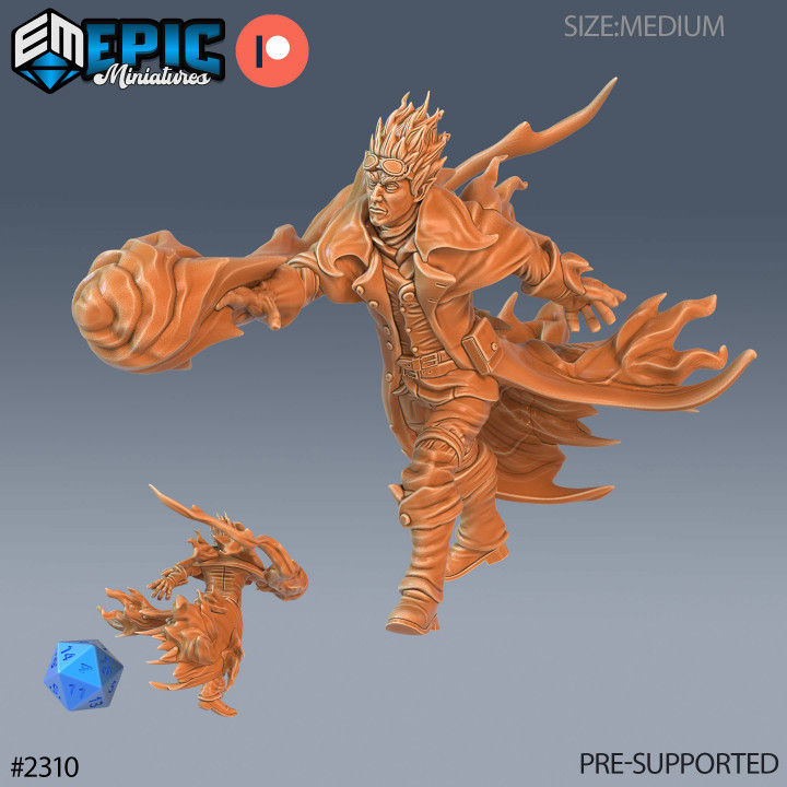 3D Printable Fire Genasi Adventurer Set / Humanoid Hero / Inferno Genie ...