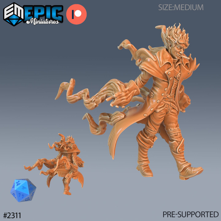 3D Printable Fire Genasi Adventurer Set / Humanoid Hero / Inferno Genie ...
