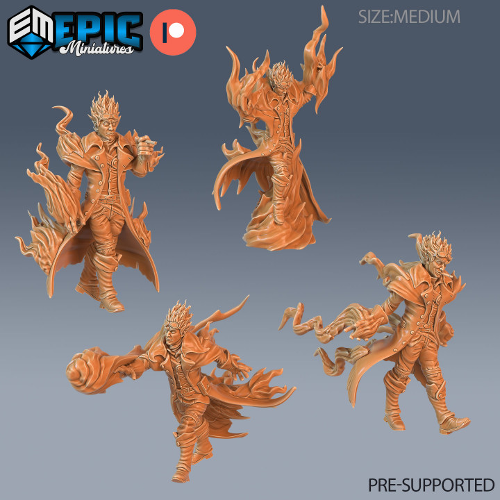 3D Printable Fire Genasi Adventurer Set / Humanoid Hero / Inferno Genie ...