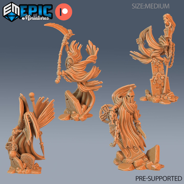 3D Printable Graveyard Ghost Set / Grim Reaper / Life Taker / Skeleton ...