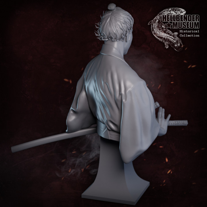 3D Printable Ronin Samurai Bust Presupported by Hellbender Museum