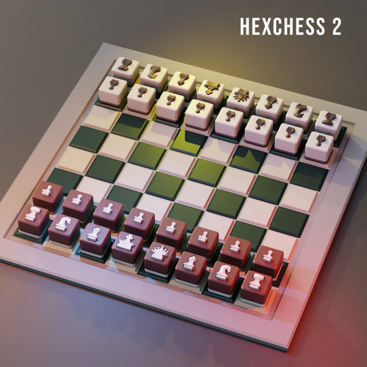 3D Printable Hexchess 2 - The Cubic Chess Set by Dalla Croce Studios