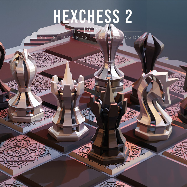 3D Printable Hexchess 2 - Aether Wind Chess Set by Dalla Croce Studios