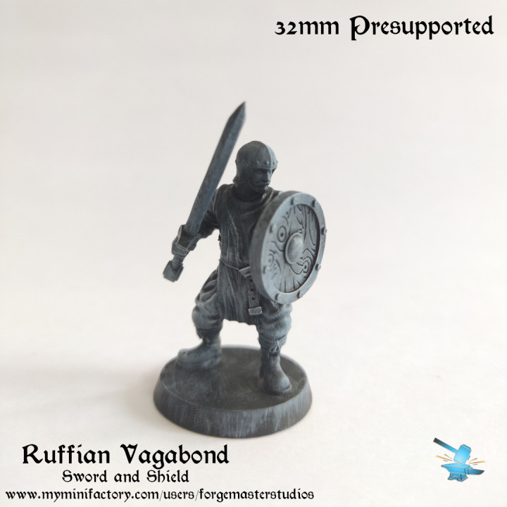 3D Printable Human Mercenary - Ruffian Vagrants Sword and Shield ...