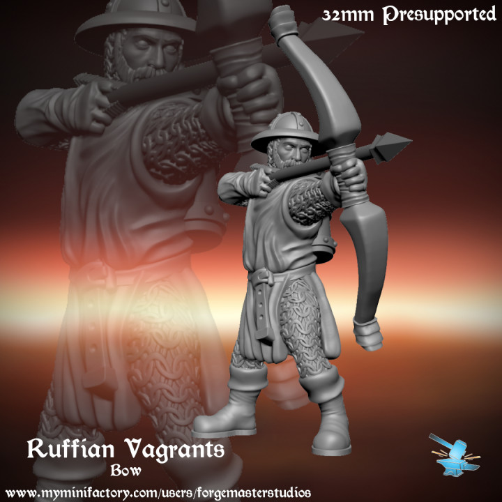 3D Printable Human Mercenary - Ruffian Vagrants Bow | Archer by ...