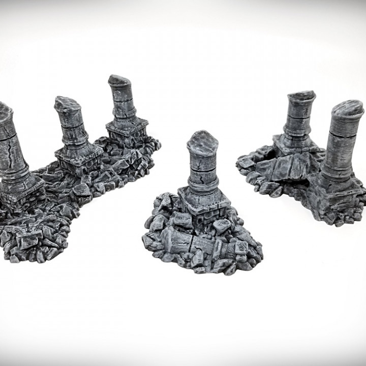 3D Printable Ruined Columns Deluxe Bundle by Terrainify