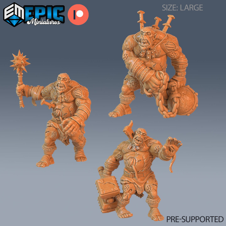 3D Printable Ogre Zombie Set / Evil Troll / Undead Spawn / Male Cave Beast / Graveyard Encounter ...