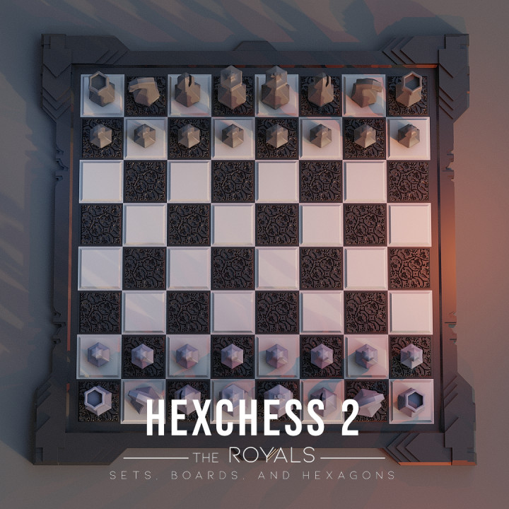 3D Printable Hexchess 2 - Textured Tiles and Borders - Set 3 by Dalla Croce Studios