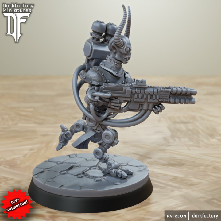3D Printable Techno Demon Infantry by Dorkfactory Miniatures