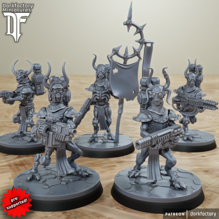 3D Printable Techno Demon Infantry by Dorkfactory Miniatures