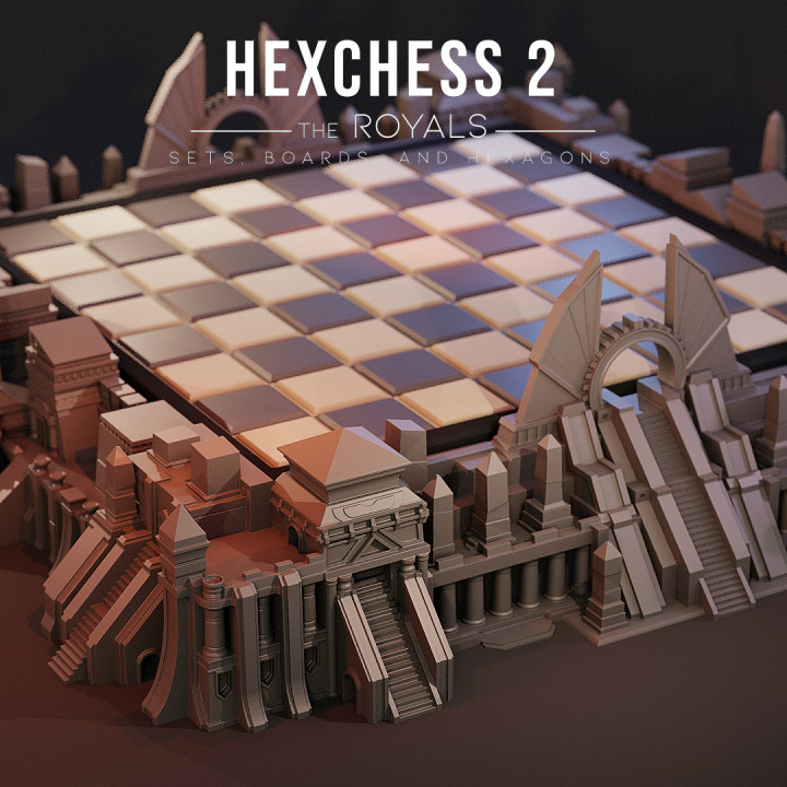 3D Printable Hexchess 2 - The Sand Fortress Board Stand by Dalla Croce Studios