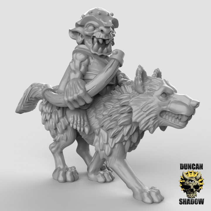 3D Printable Goblin Wolf Riders with Bows (pre supported) by Duncan Shadow