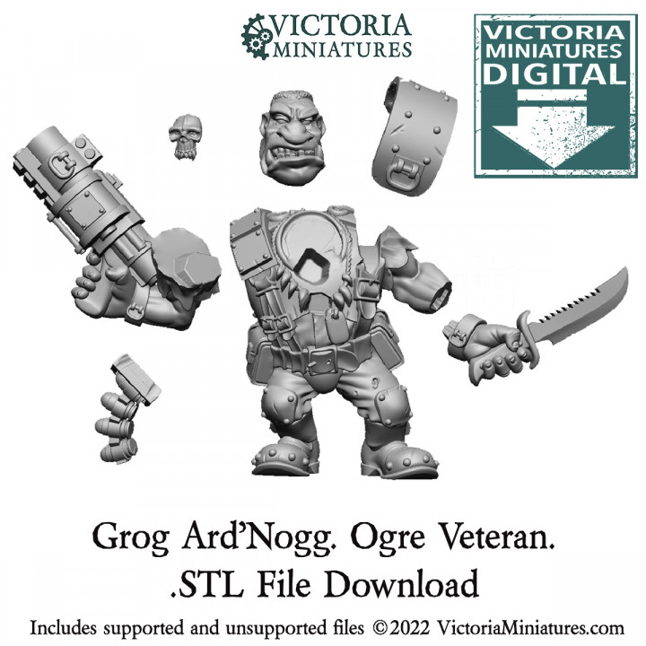 3D Printable Grog Ard'Nogg Ogre Veteran by Victoria