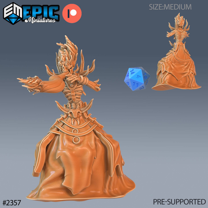 3D Printable Flame Lich Set / Necromancer / Undead Wizard / Evil Zombie ...