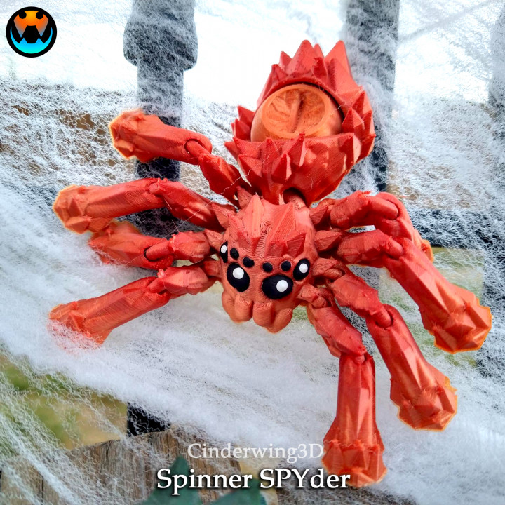3D Printable Spinner SPYder (Articulated Fidget Spider) by Cinderwing3D